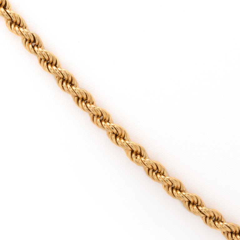 Vintage Solid 18 Karat Yellow Gold Rope Chain, c.1980s For Sale at 1stDibs