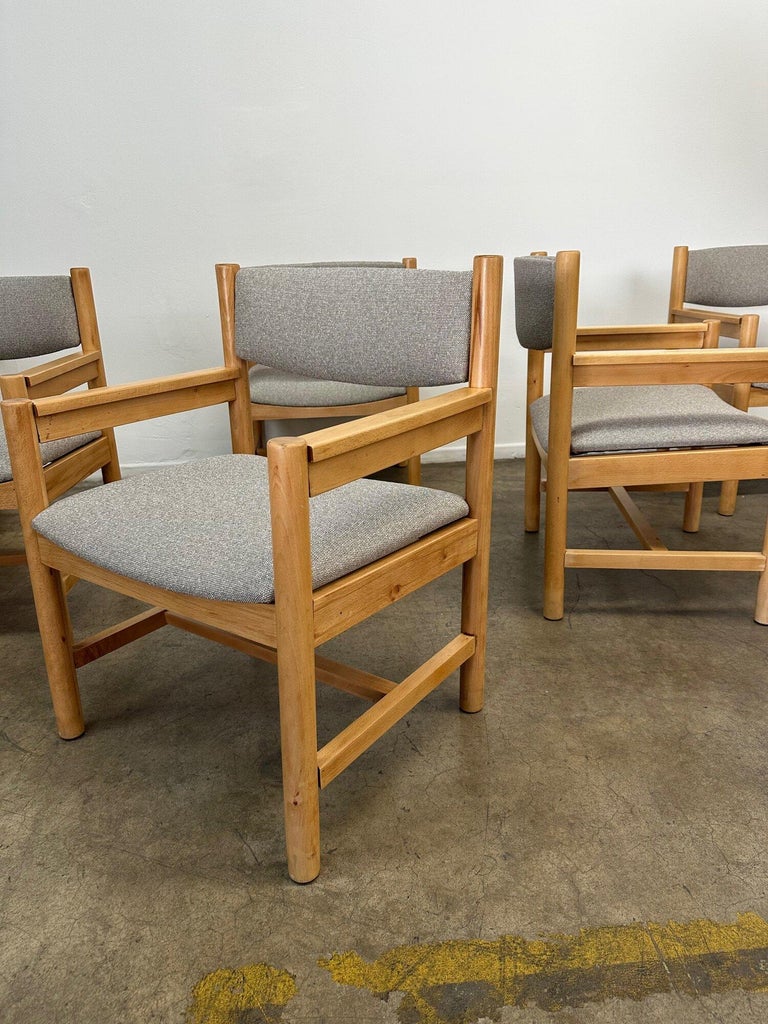 Vintage Solid Birch Dining Chairs, Set of Six For Sale at 1stDibs