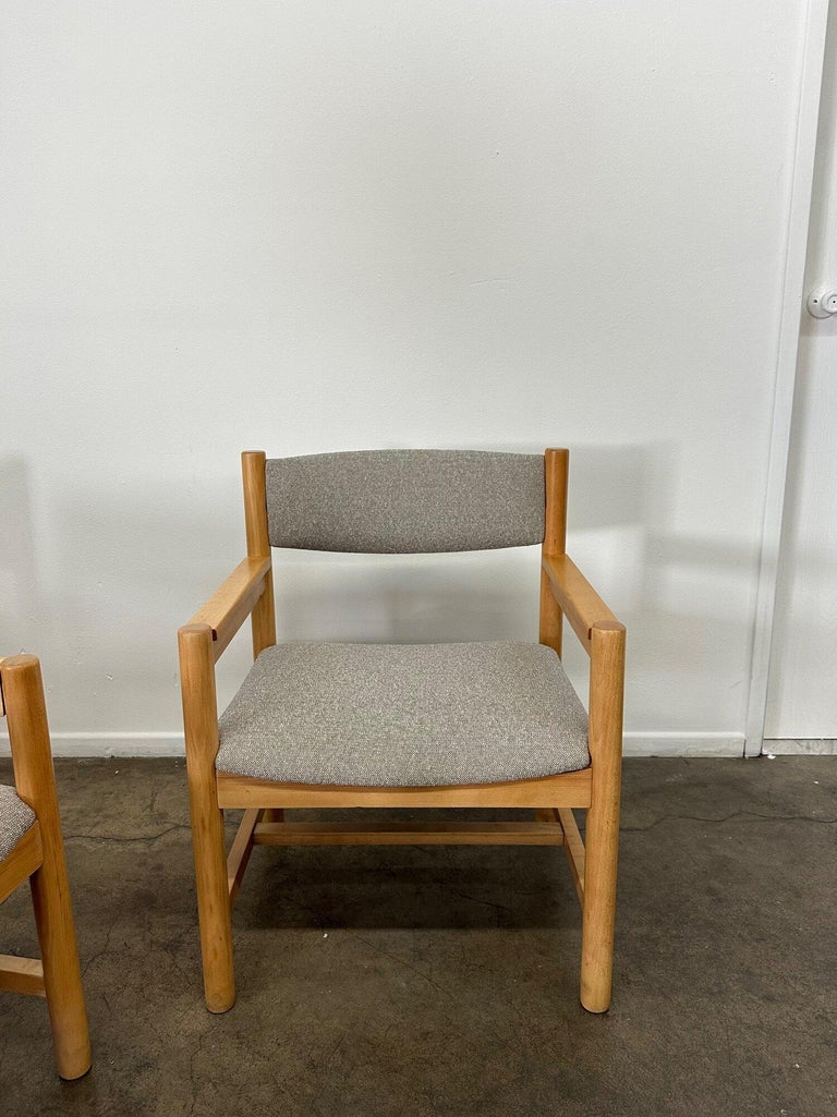 Vintage Solid Birch Dining Chairs, Set of Six For Sale at 1stDibs