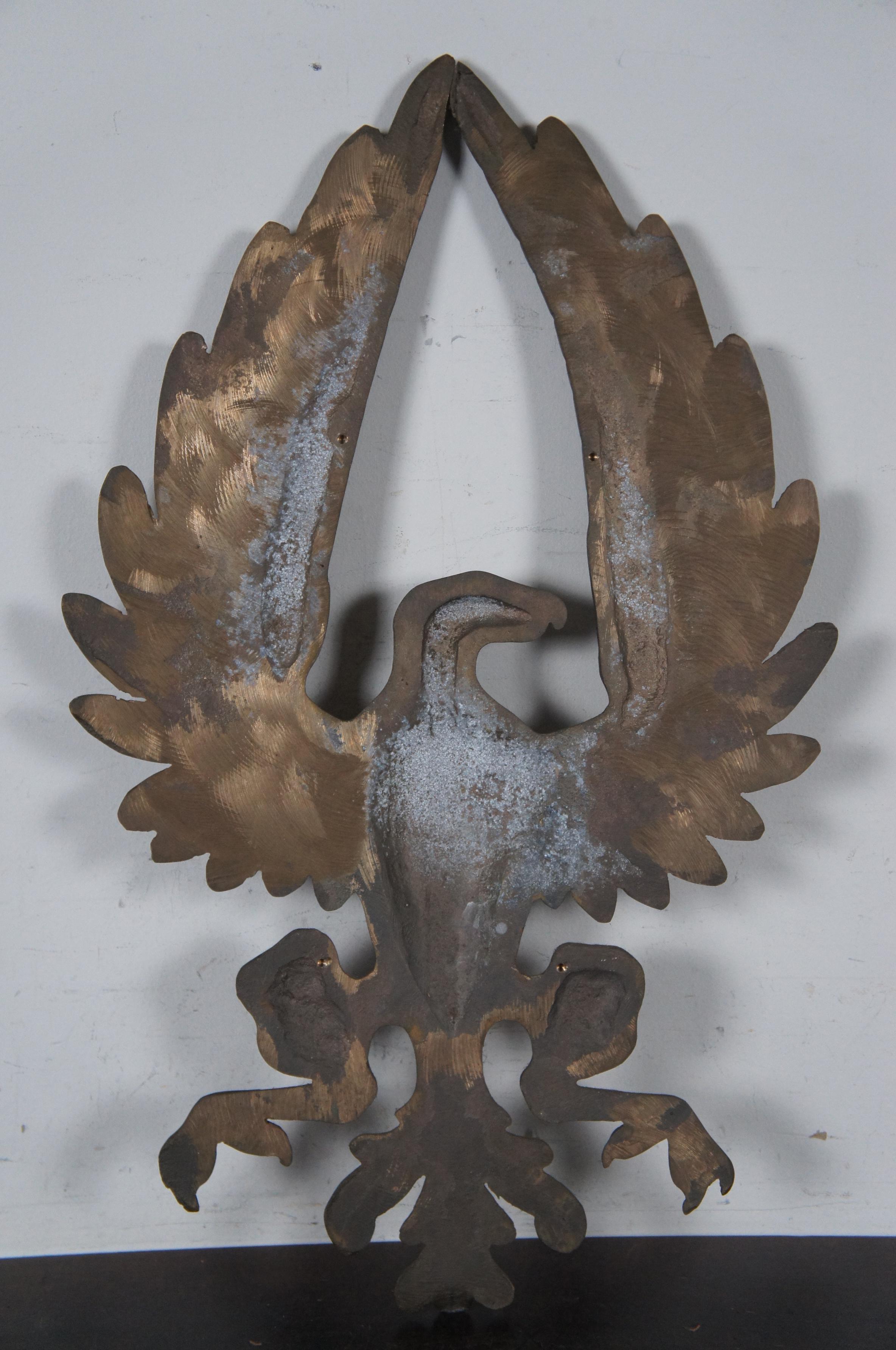 Vintage Solid Brass American Bald Eagle Wall Plaque Emblem Crest ...