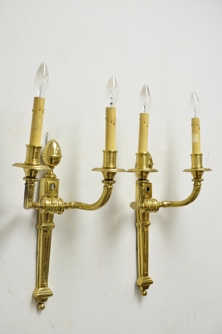 Vintage Solid Brass American Colonial Williamsburg Lighted Wall Sconces ...