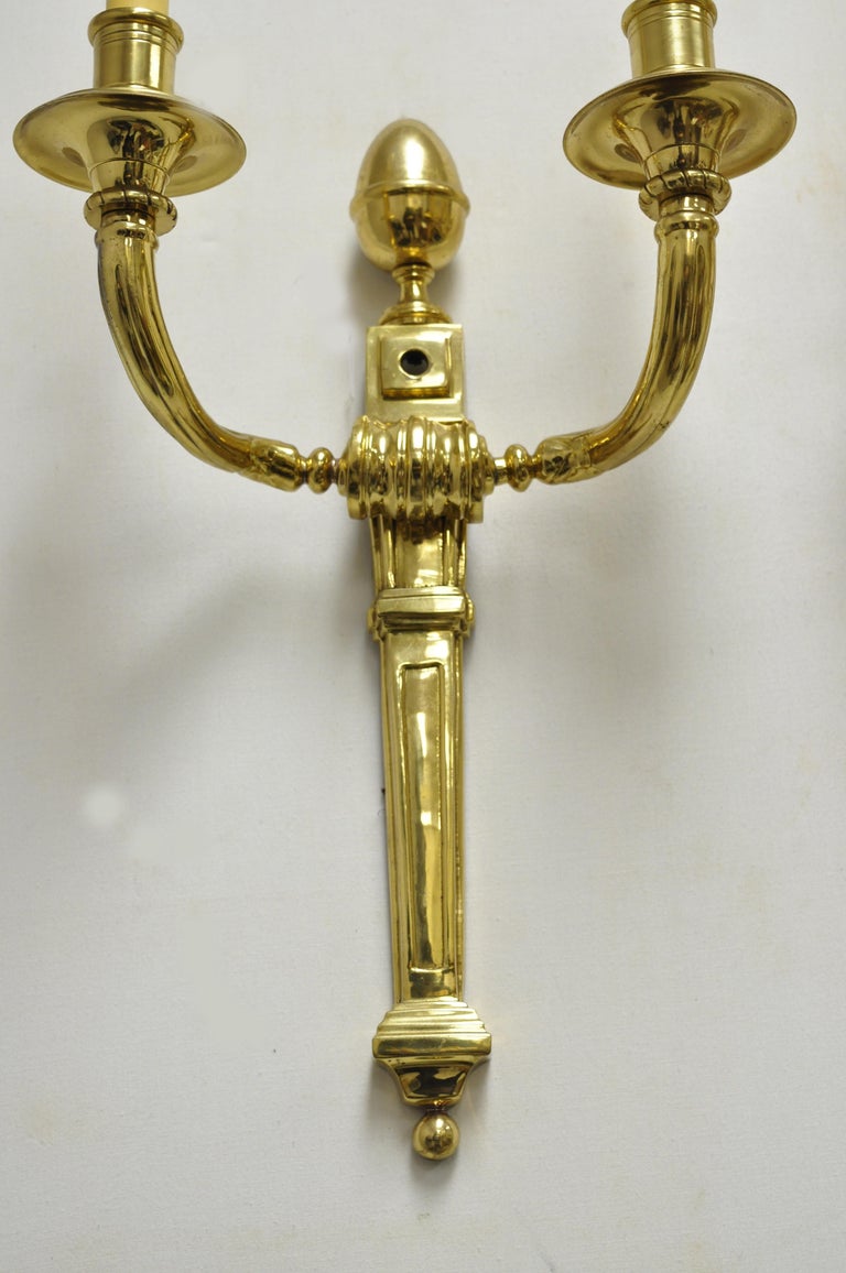 Vintage Solid Brass American Colonial Williamsburg Lighted Wall Sconces ...