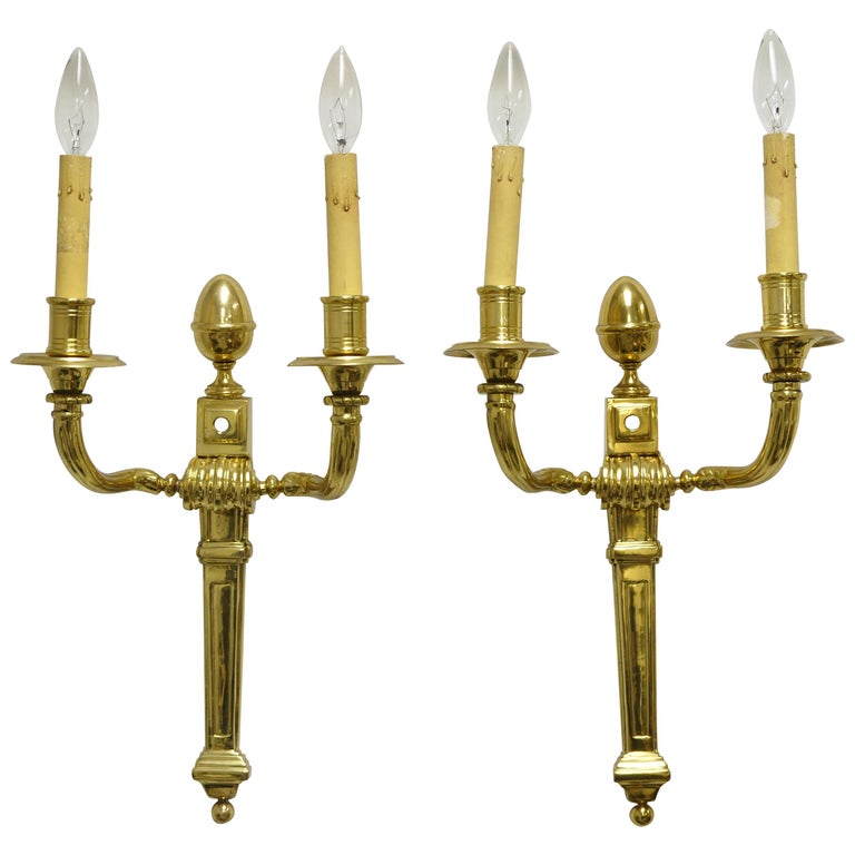 Vintage Solid Brass American Colonial Williamsburg Lighted Wall Sconces ...