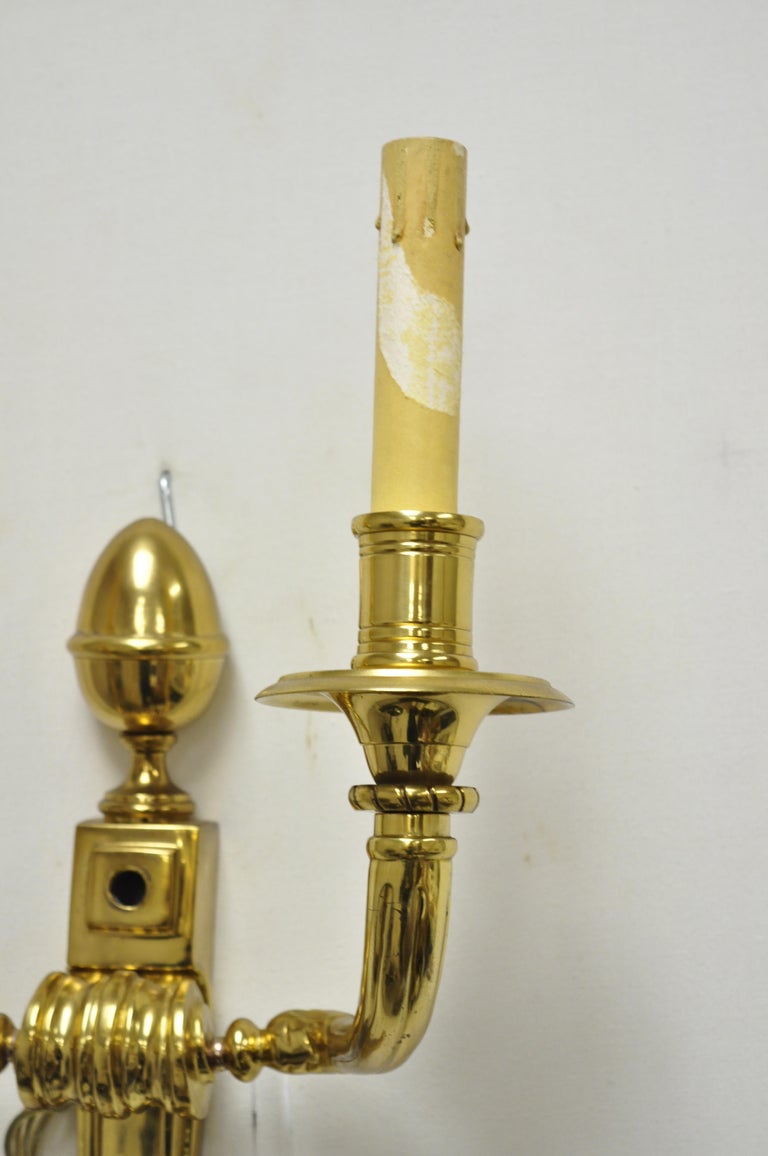 Vintage Solid Brass American Colonial Williamsburg Lighted Wall Sconces ...