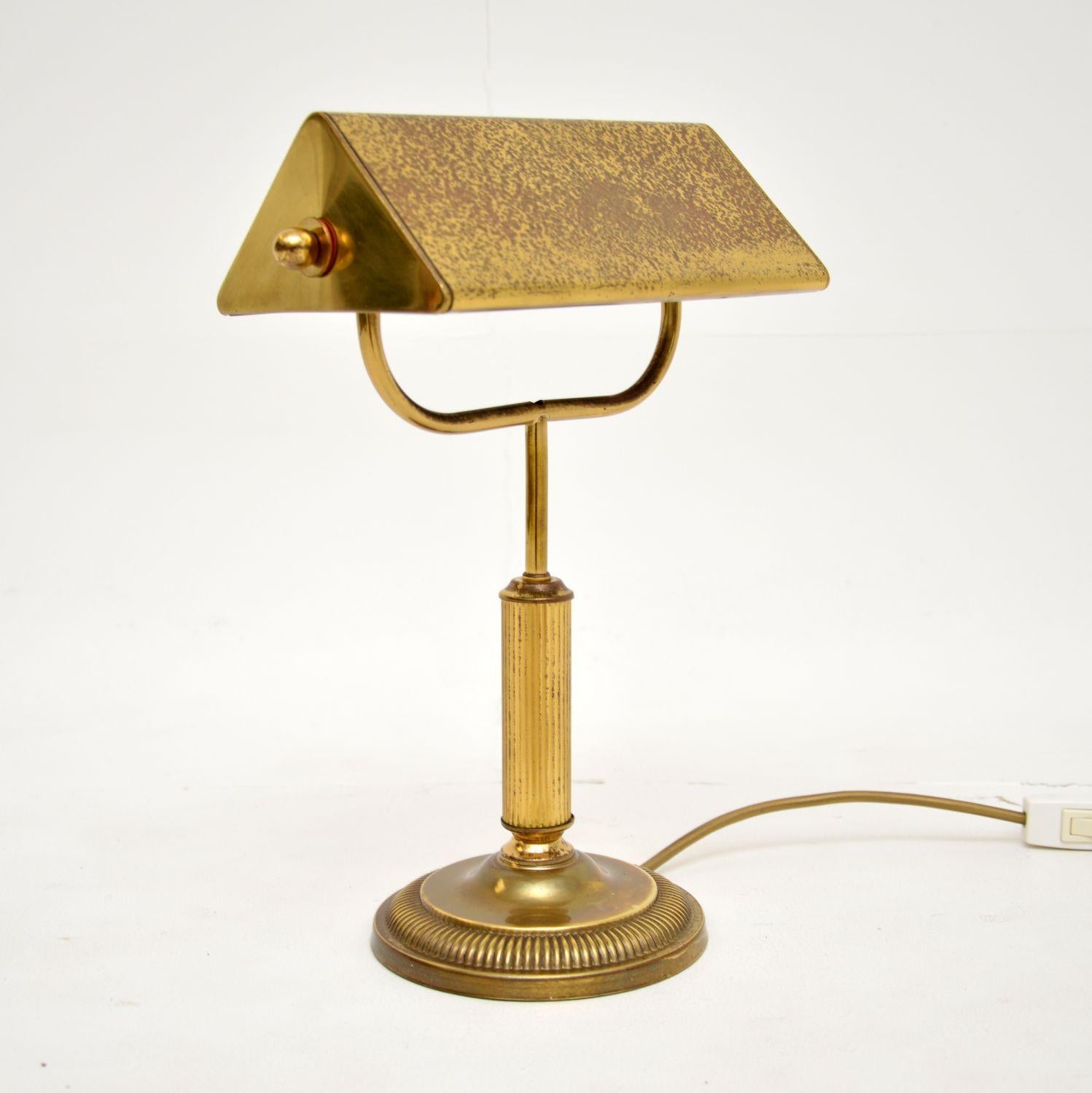 Vintage Solid Brass Bankers Desk Lamp at 1stDibs