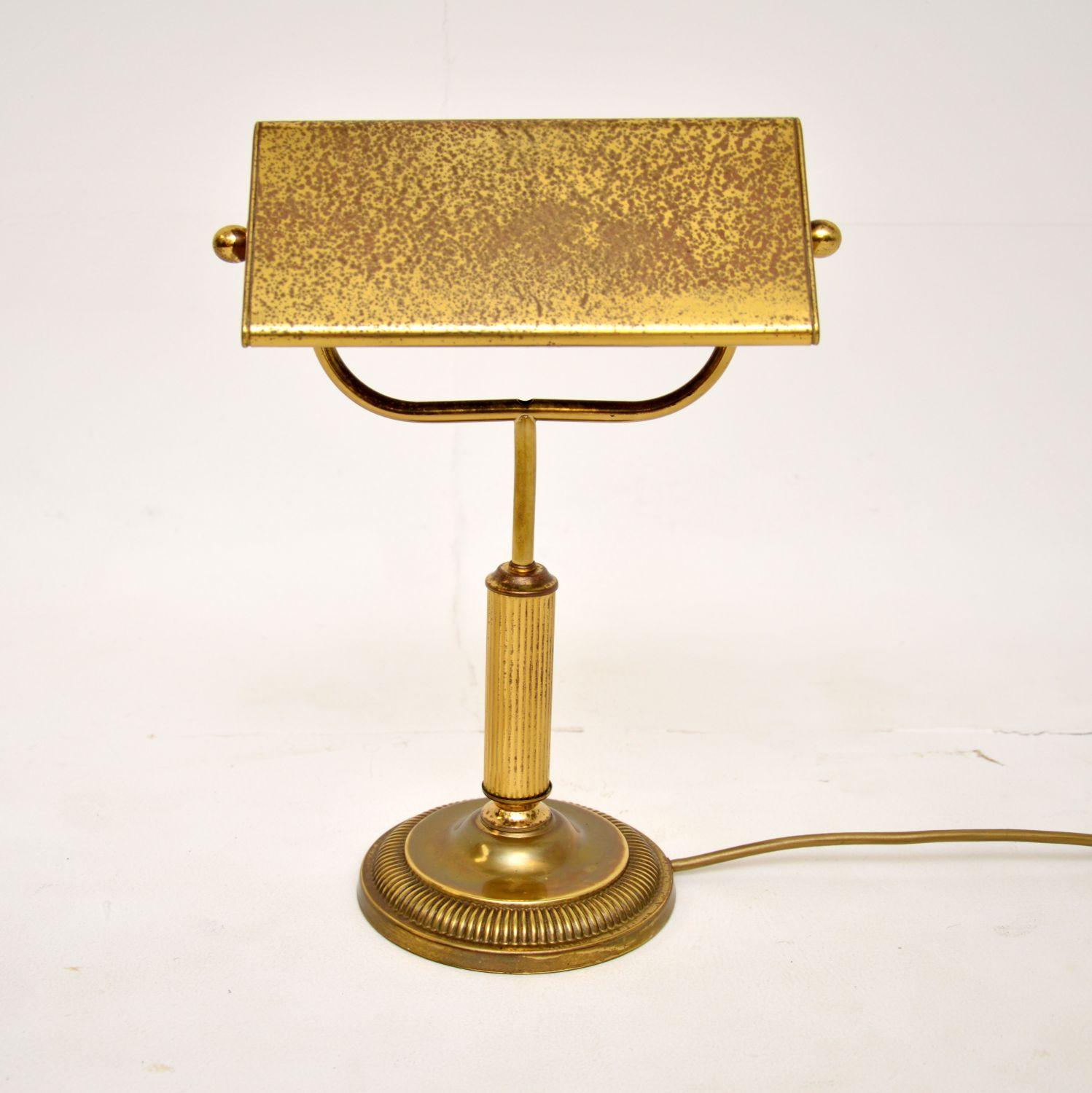 Vintage Solid Brass Bankers Desk Lamp at 1stDibs