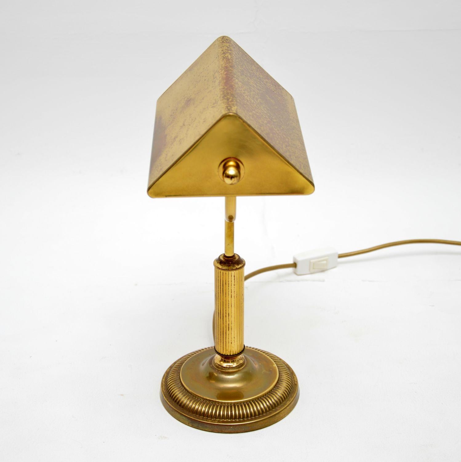 Vintage Solid Brass Bankers Desk Lamp at 1stDibs