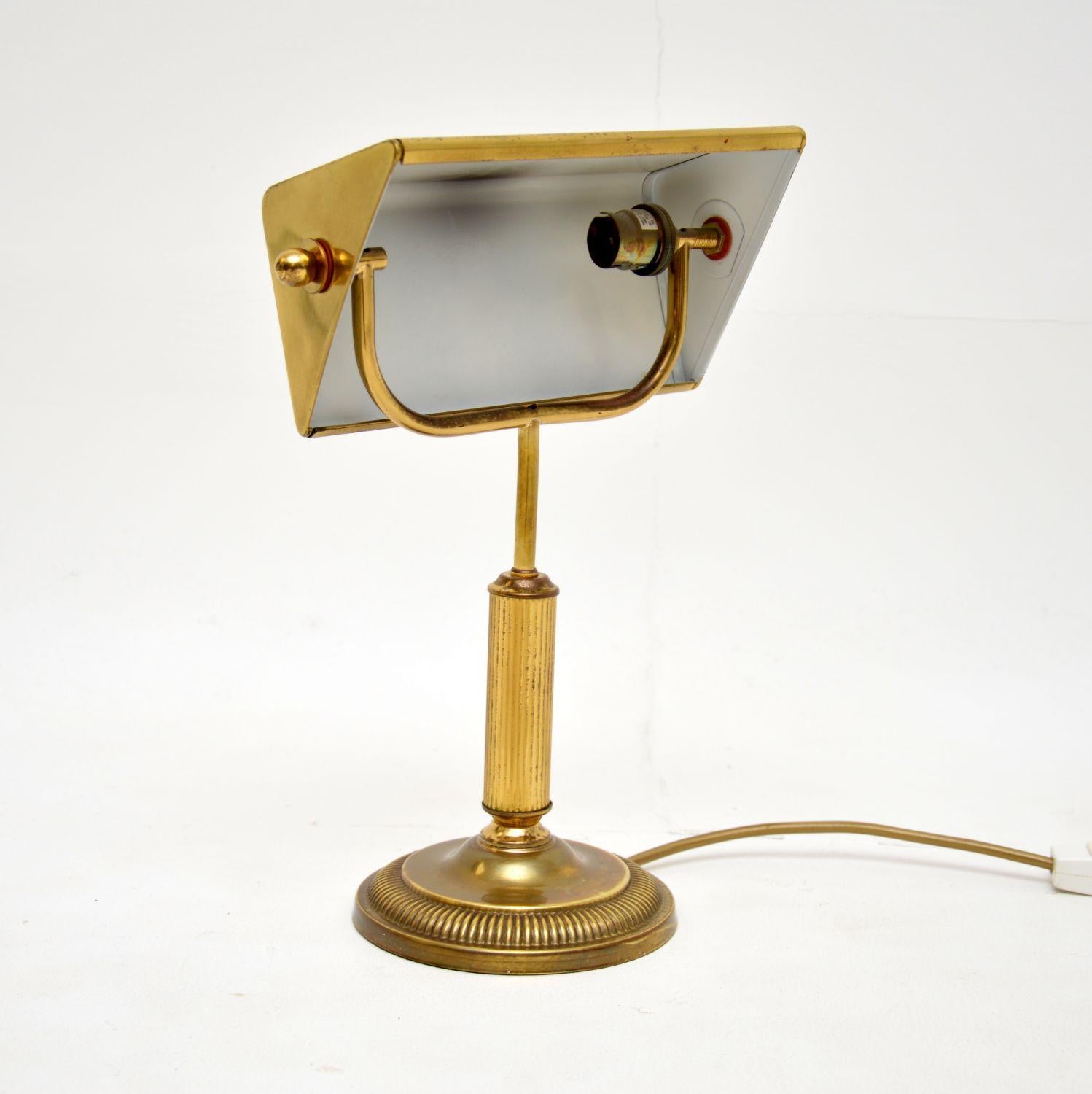 Vintage Solid Brass Bankers Desk Lamp at 1stDibs