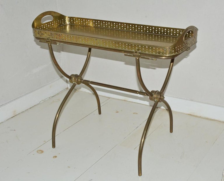 Vintage Solid Brass Gallery Tray Table at 1stDibs