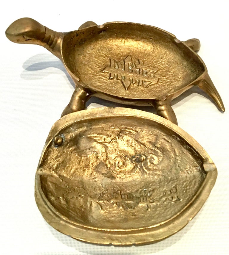 Vintage Solid Brass Large Turtle Lidded Box Sculpture at 1stDibs