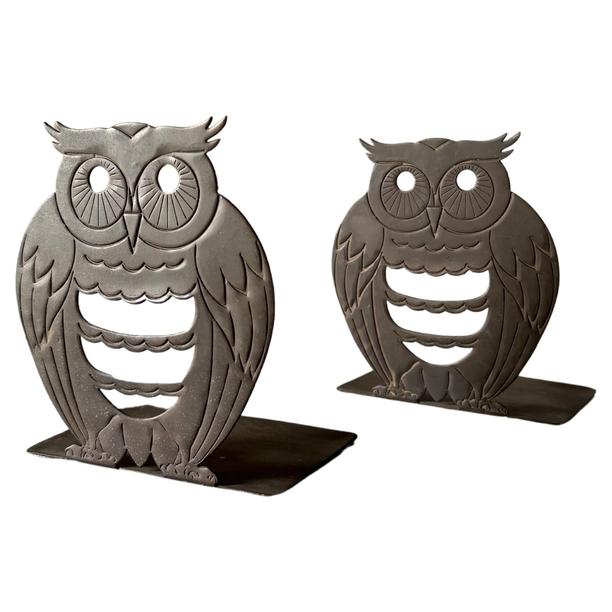 Vintage Solid Brass Owl Bookends, 1970s For Sale at 1stDibs