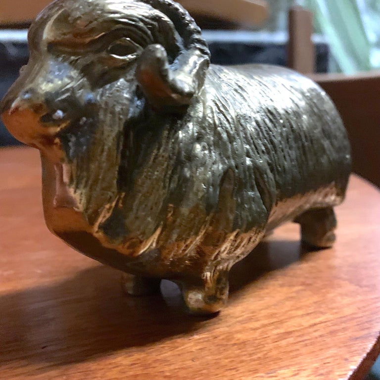 Vintage Solid Brass Ram Figure For Sale at 1stDibs