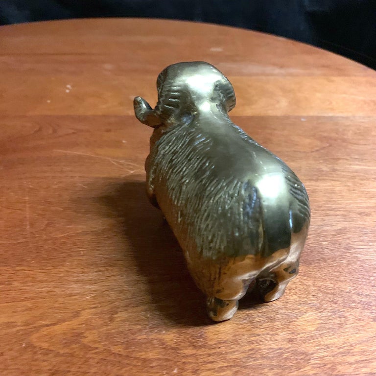 Vintage Solid Brass Ram Figure For Sale at 1stDibs