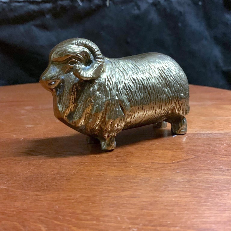 Vintage Solid Brass Ram Figure For Sale at 1stDibs