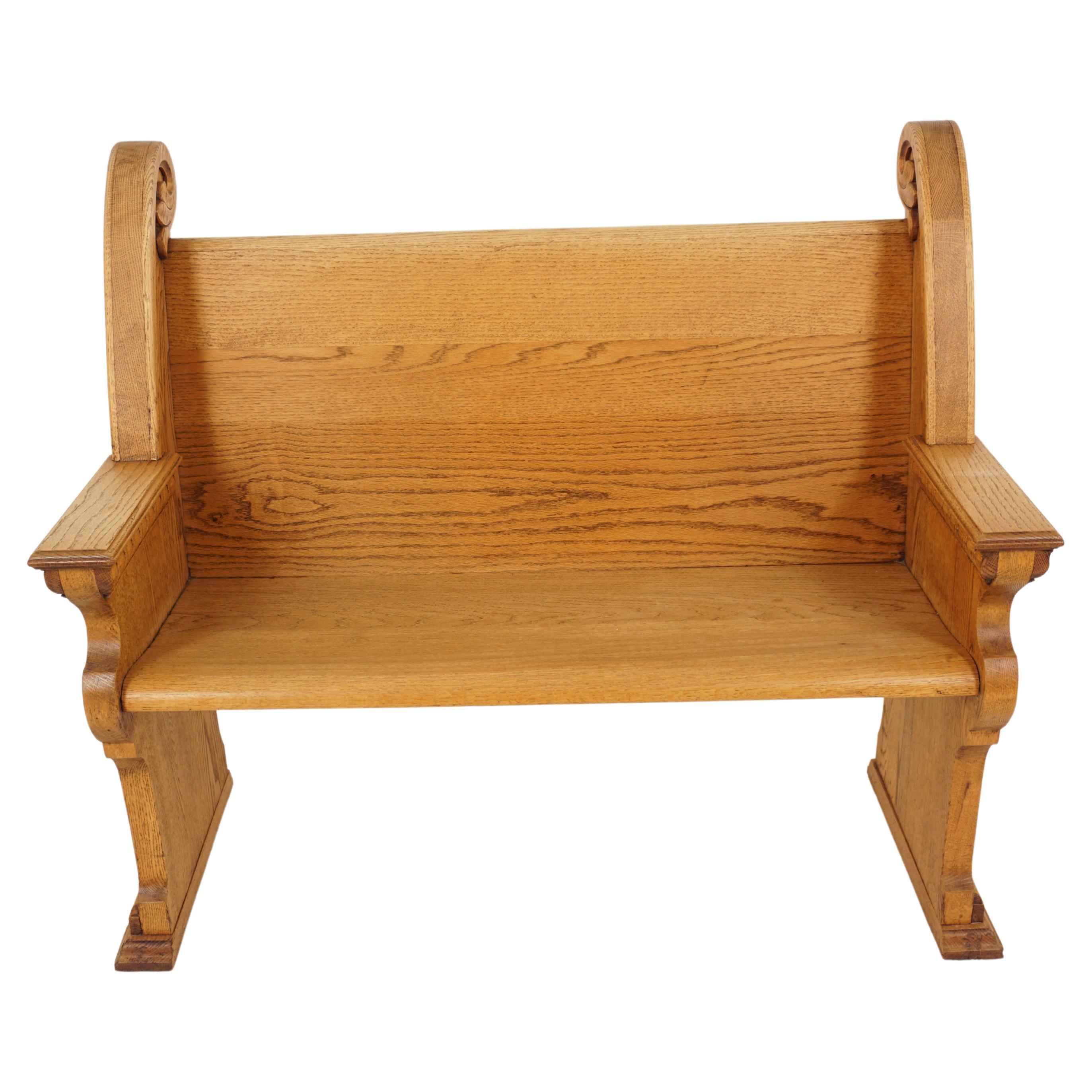Vintage Solid Carved Oak Bench, Church Pew, Scotland 1930, B2869 at ...