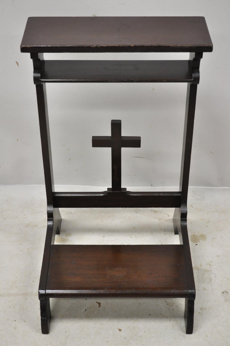 Vintage Solid Carved Wood Prayer Bench Kneeling Kneeler with Carved ...