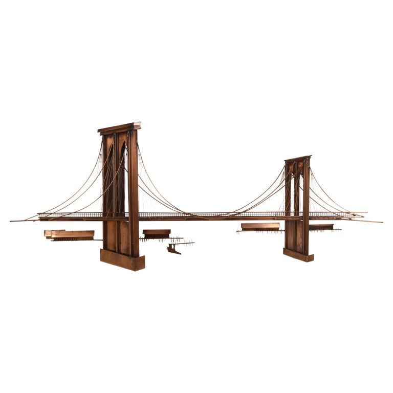 Vintage Solid Copper Brooklyn Bridge Wall Sculpture Curtis Jeré circa ...