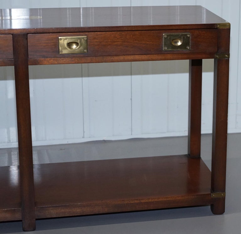 Vintage Solid Mahogany Military Campaign Bevan Funnell Console Table ...