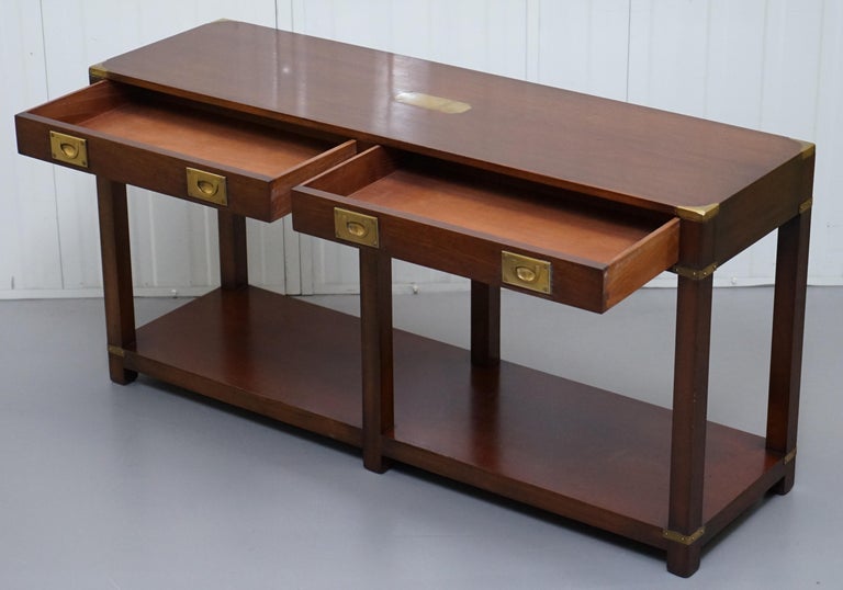 Vintage Solid Mahogany Military Campaign Bevan Funnell Console Table ...