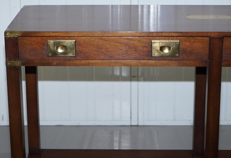 Vintage Solid Mahogany Military Campaign Bevan Funnell Console Table ...