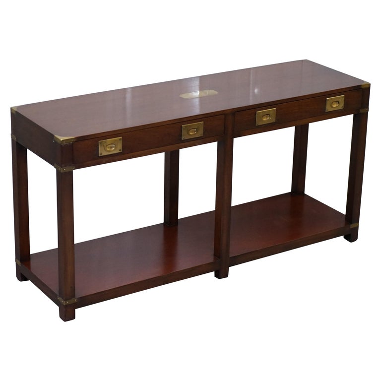 Vintage Solid Mahogany Military Campaign Bevan Funnell Console Table ...