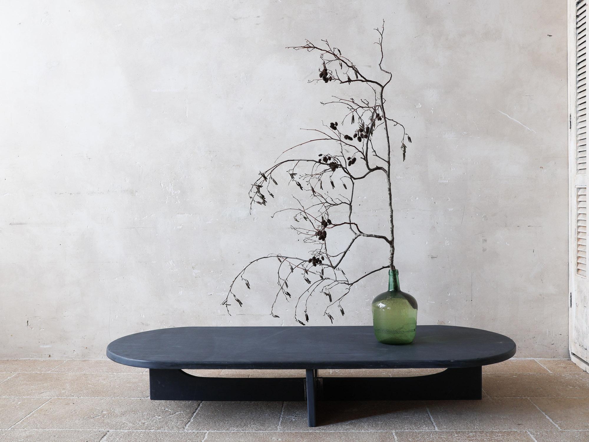 Vintage solid slate oval coffee table For Sale at 1stDibs