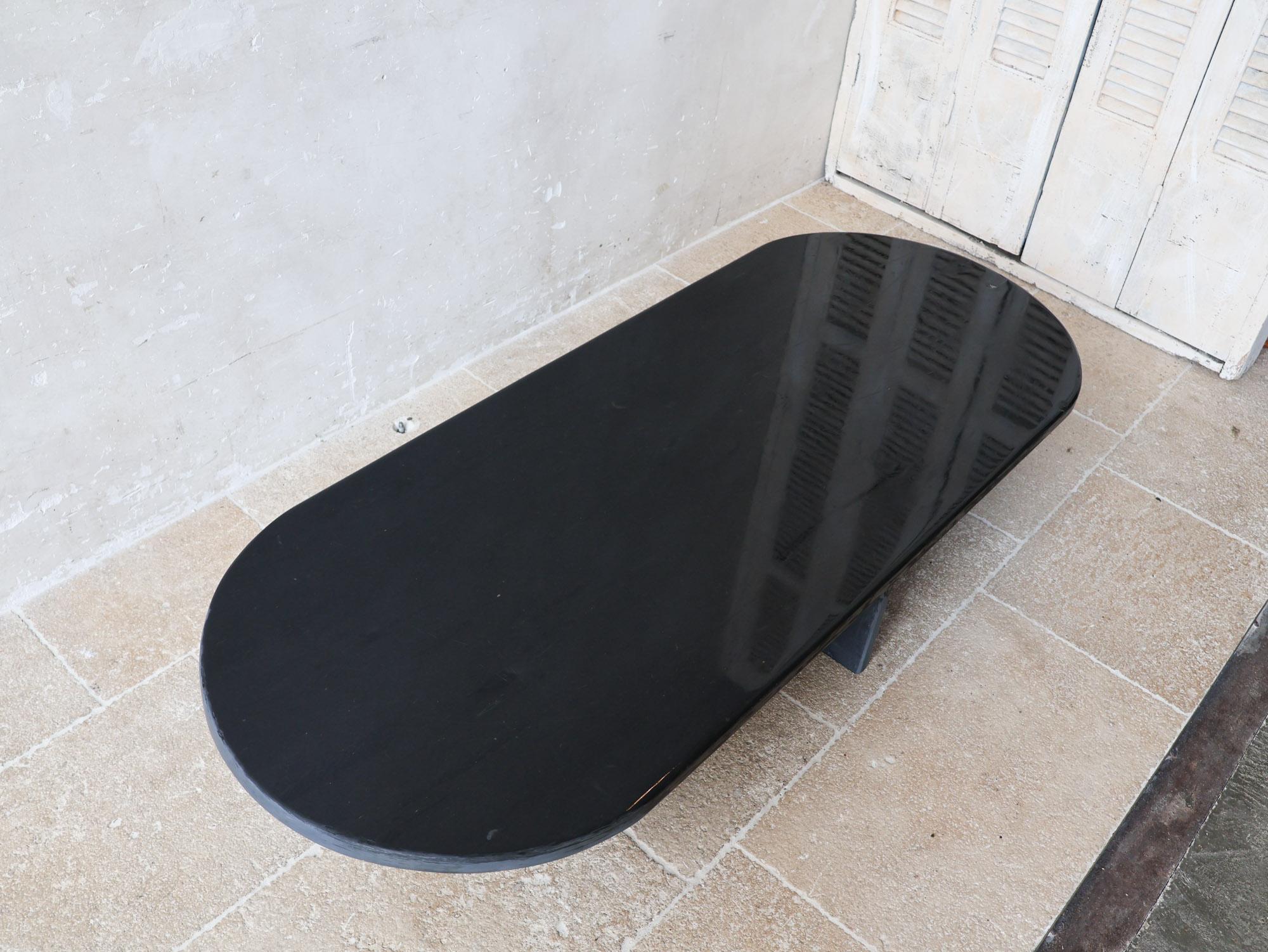Vintage solid slate oval coffee table For Sale at 1stDibs