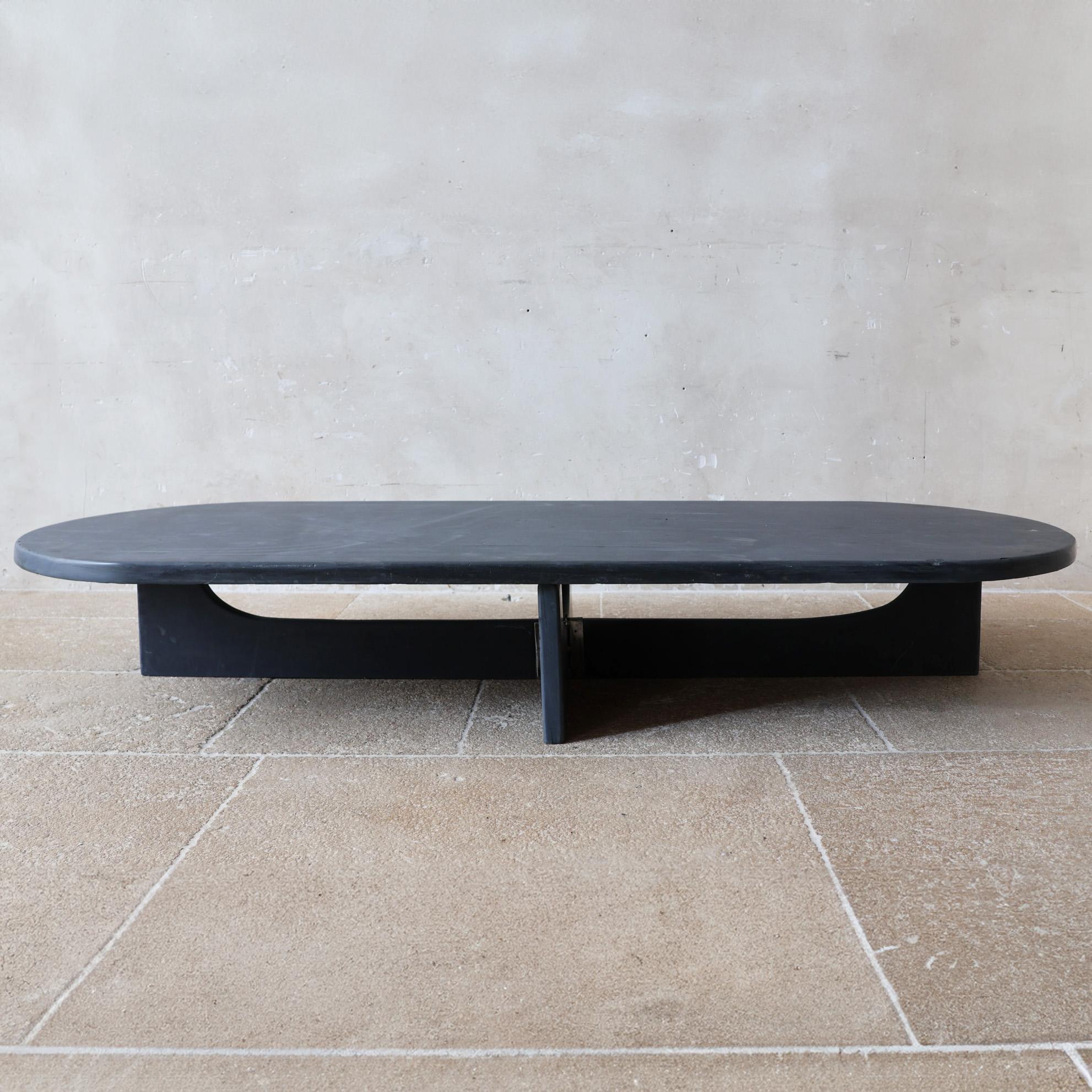 Vintage solid slate oval coffee table For Sale at 1stDibs