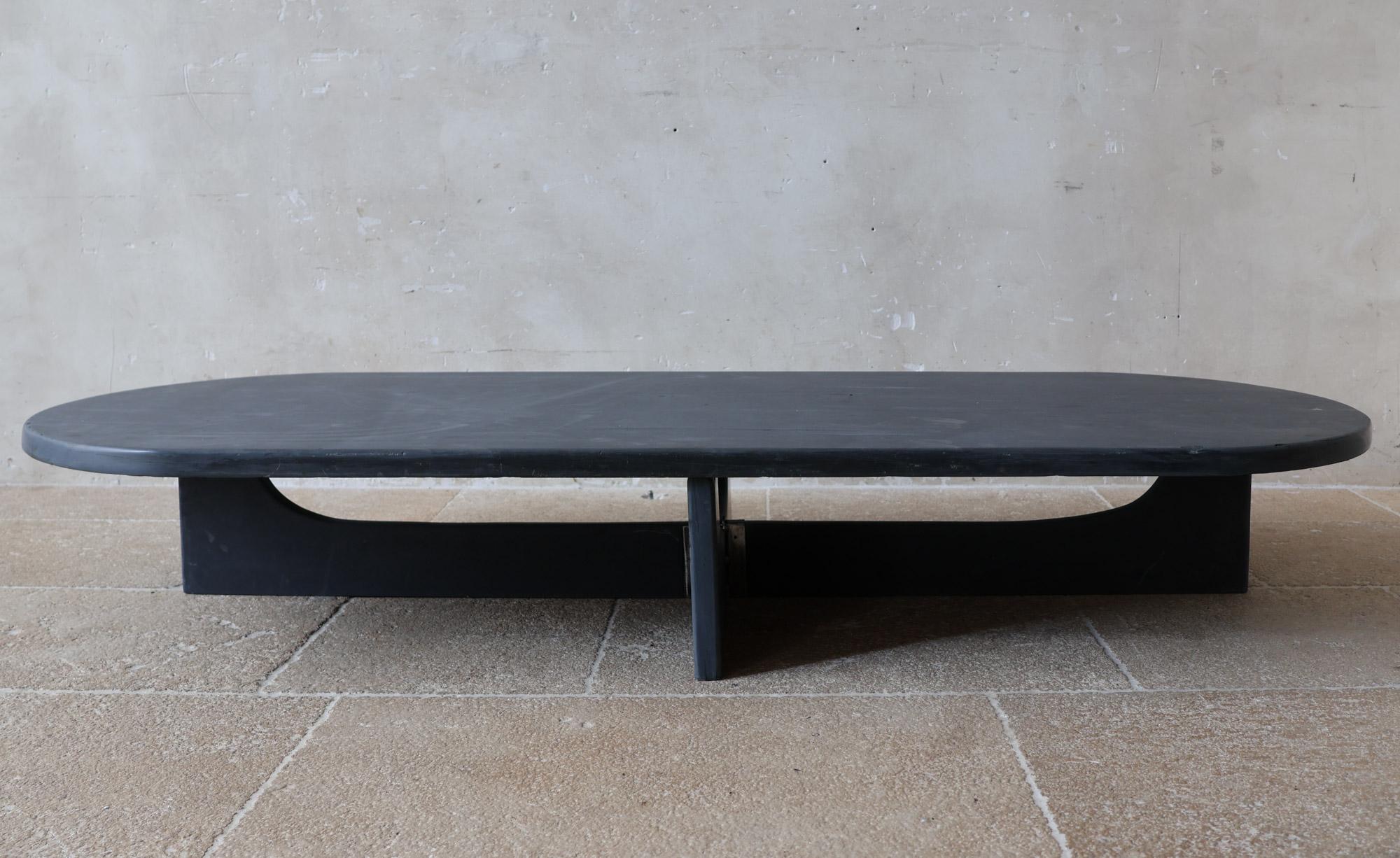 Vintage solid slate oval coffee table For Sale at 1stDibs