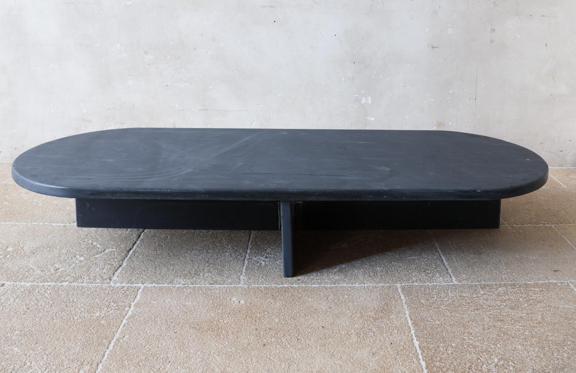 Vintage solid slate oval coffee table For Sale at 1stDibs