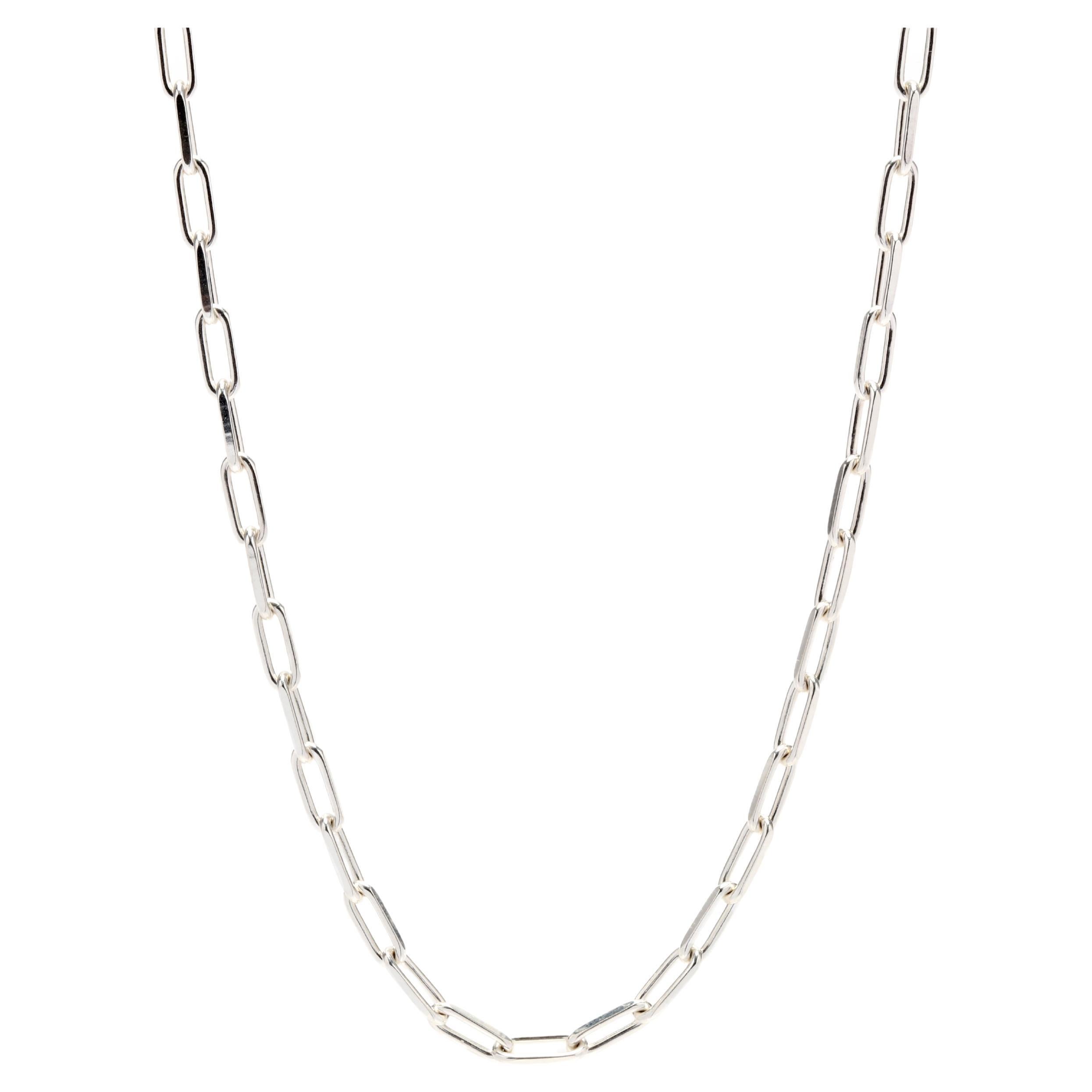 Vintage Solid Sterling Silver Paperclip Chain Necklace, Heavy Paperclip ...