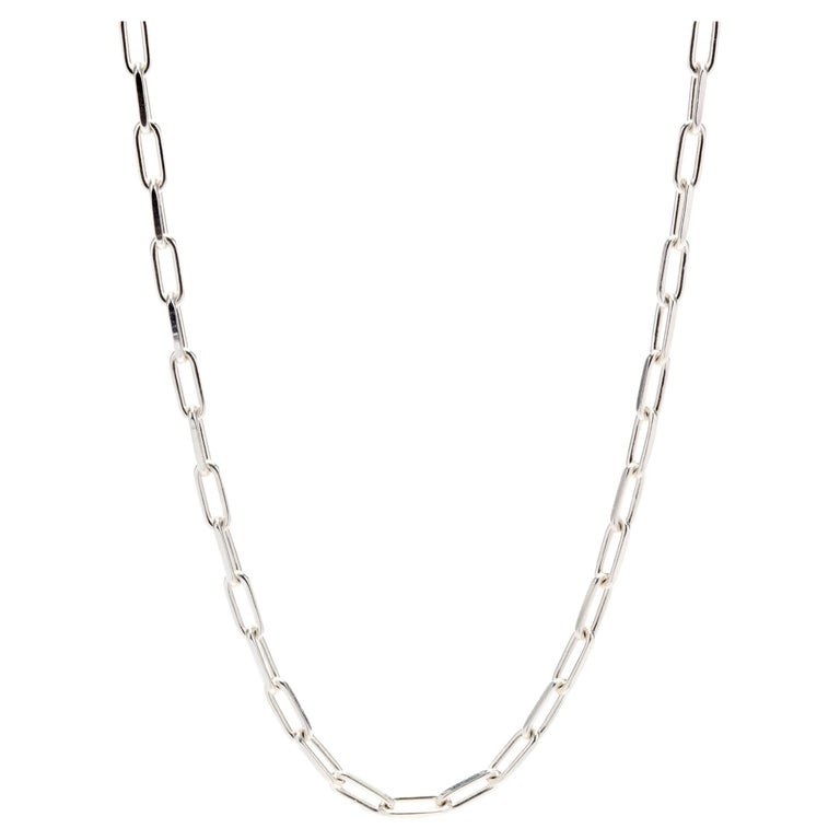 Vintage Solid Sterling Silver Paperclip Chain Necklace, Heavy Paperclip ...