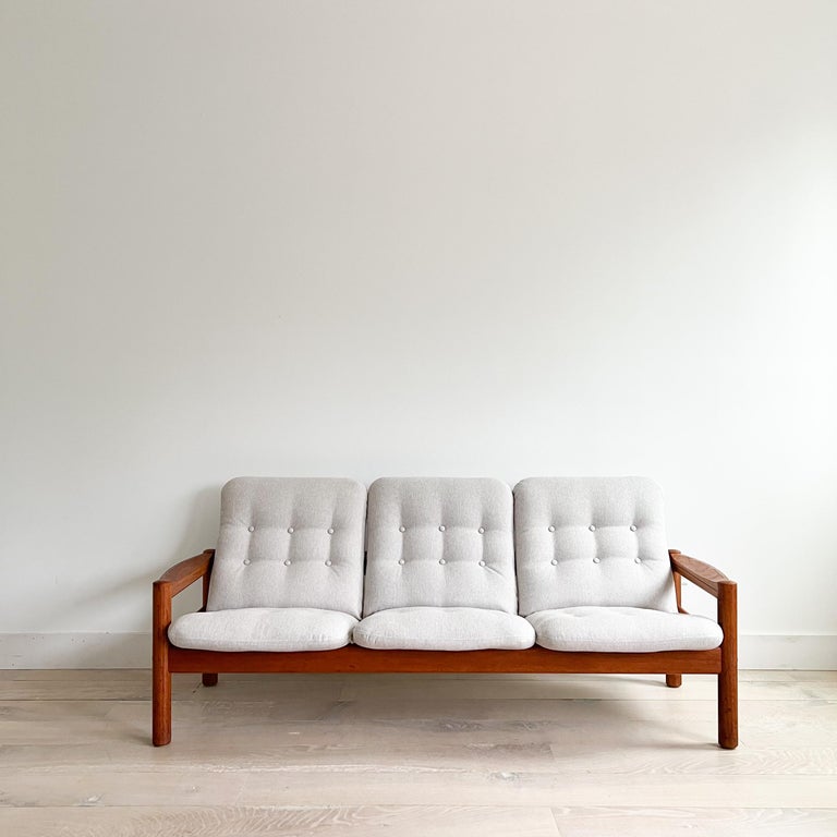 Vintage Solid Teak 3 Seater Sofa by Domino Mobler, New Upholstery at ...