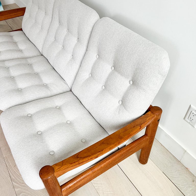 Vintage Solid Teak 3 Seater Sofa by Domino Mobler, New Upholstery at ...