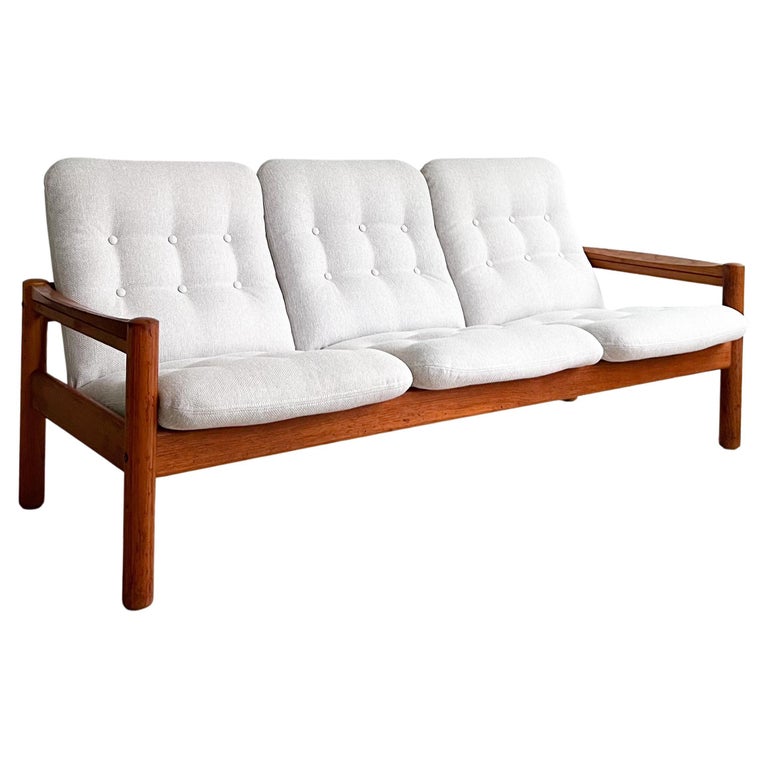 Vintage Solid Teak 3 Seater Sofa by Domino Mobler, New Upholstery at ...