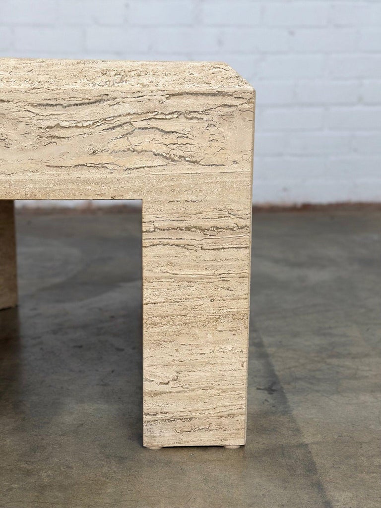 Vintage Solid travertine Side table For Sale at 1stDibs