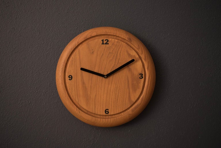 Vintage Solid Wood Wall Clock by Howard Miller at 1stDibs | solid oak ...