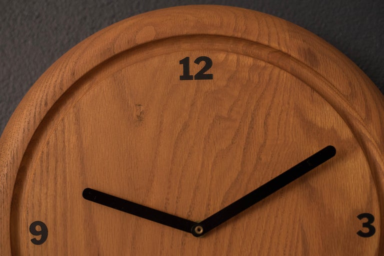 Vintage Solid Wood Wall Clock by Howard Miller For Sale at 1stDibs