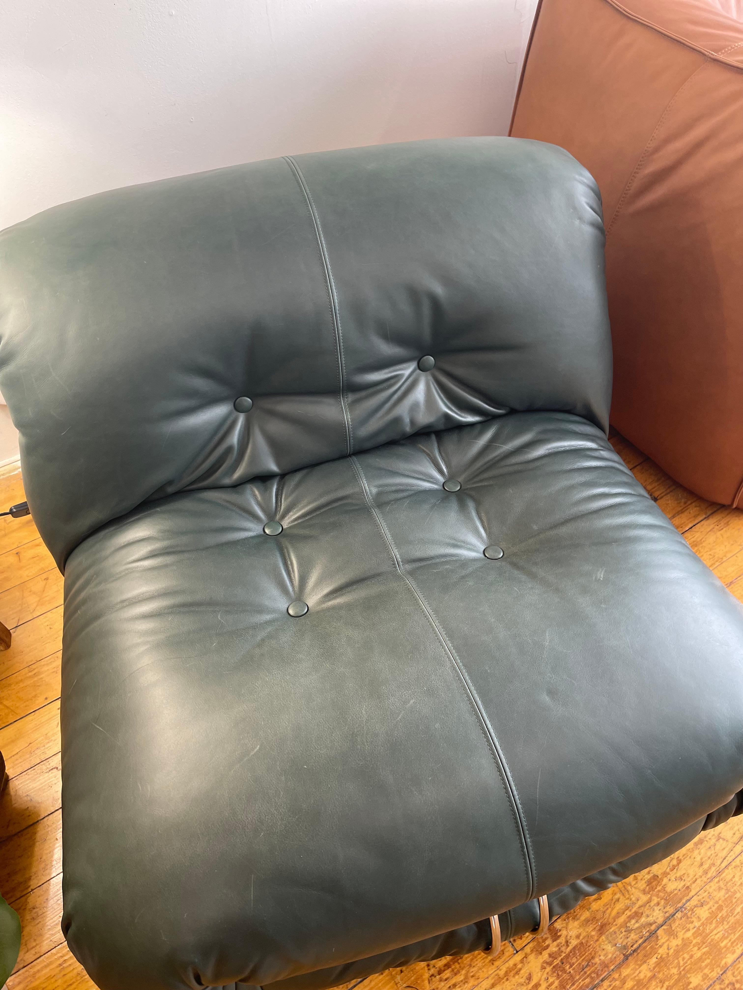 Vintage Soriana Leather Chair design Afra and Tobia Scarpa for Cassina ...