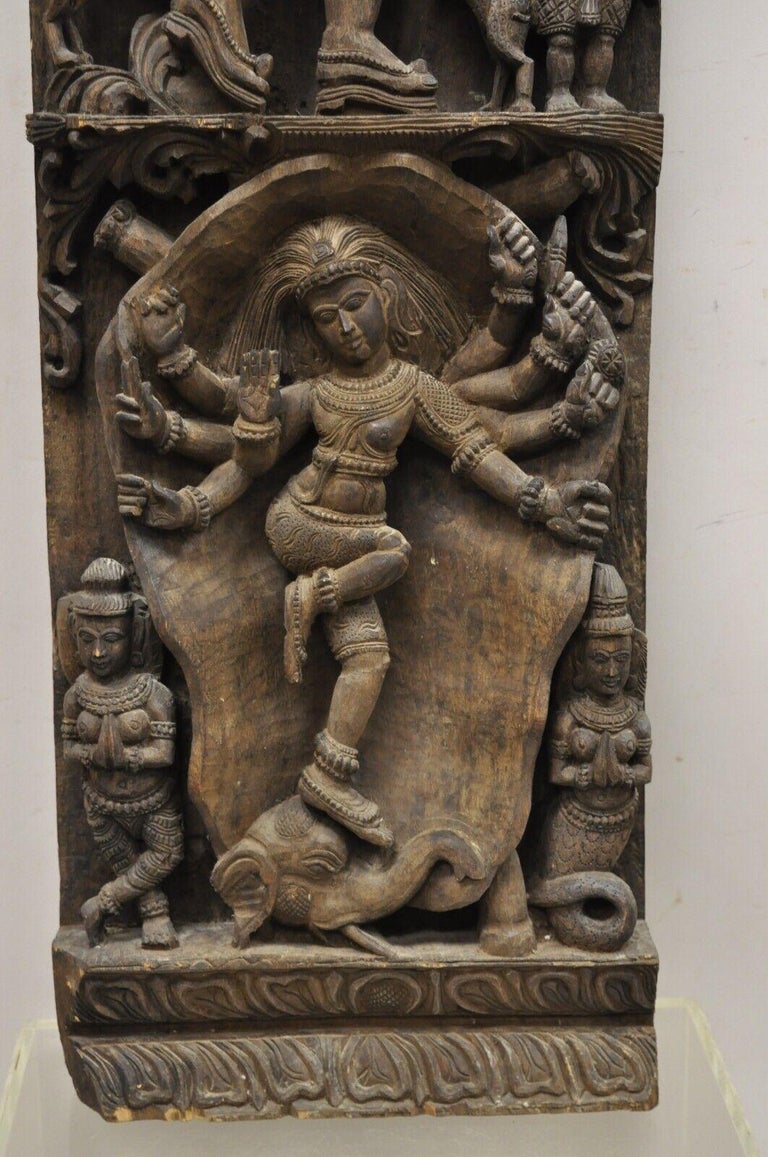 Vintage South Indian Carved Wood Relief Panel Figural Krishna Sculpture ...