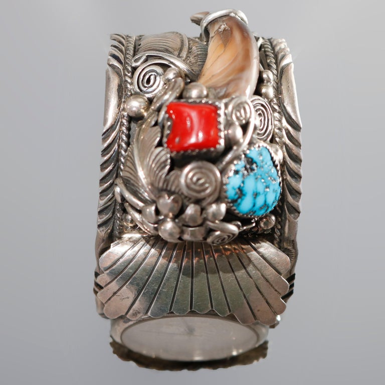 Vintage Southwest American Indian Navajo Sterling, Turquoise and Claw ...