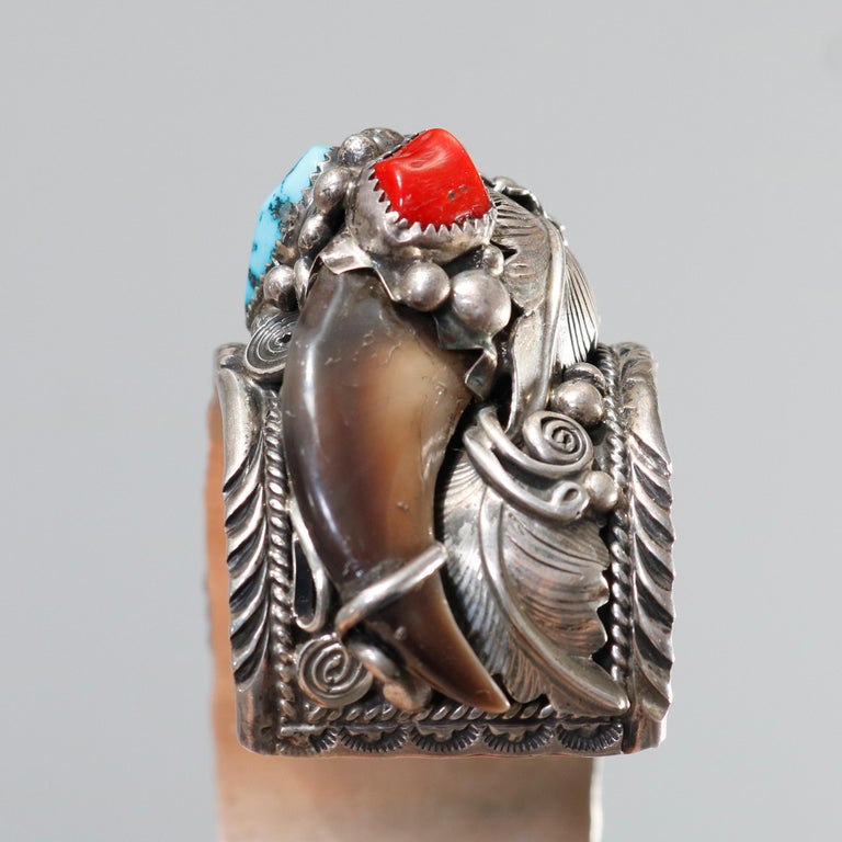 Vintage Southwest American Indian Navajo Sterling, Turquoise and Claw ...