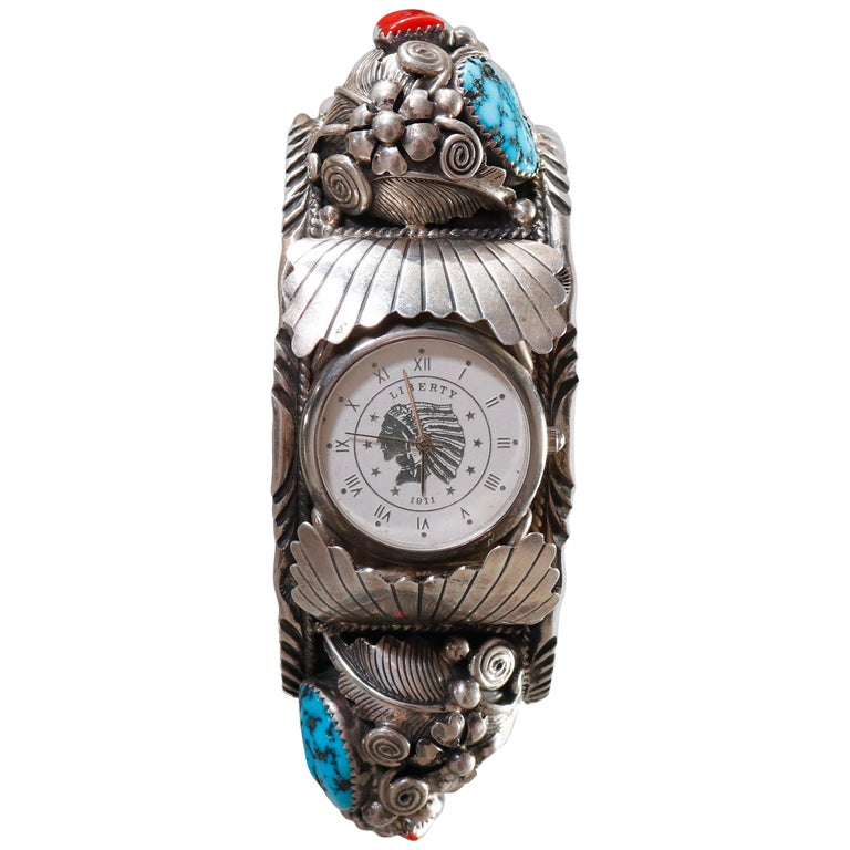 Vintage Southwest American Indian Navajo Sterling, Turquoise and Claw ...