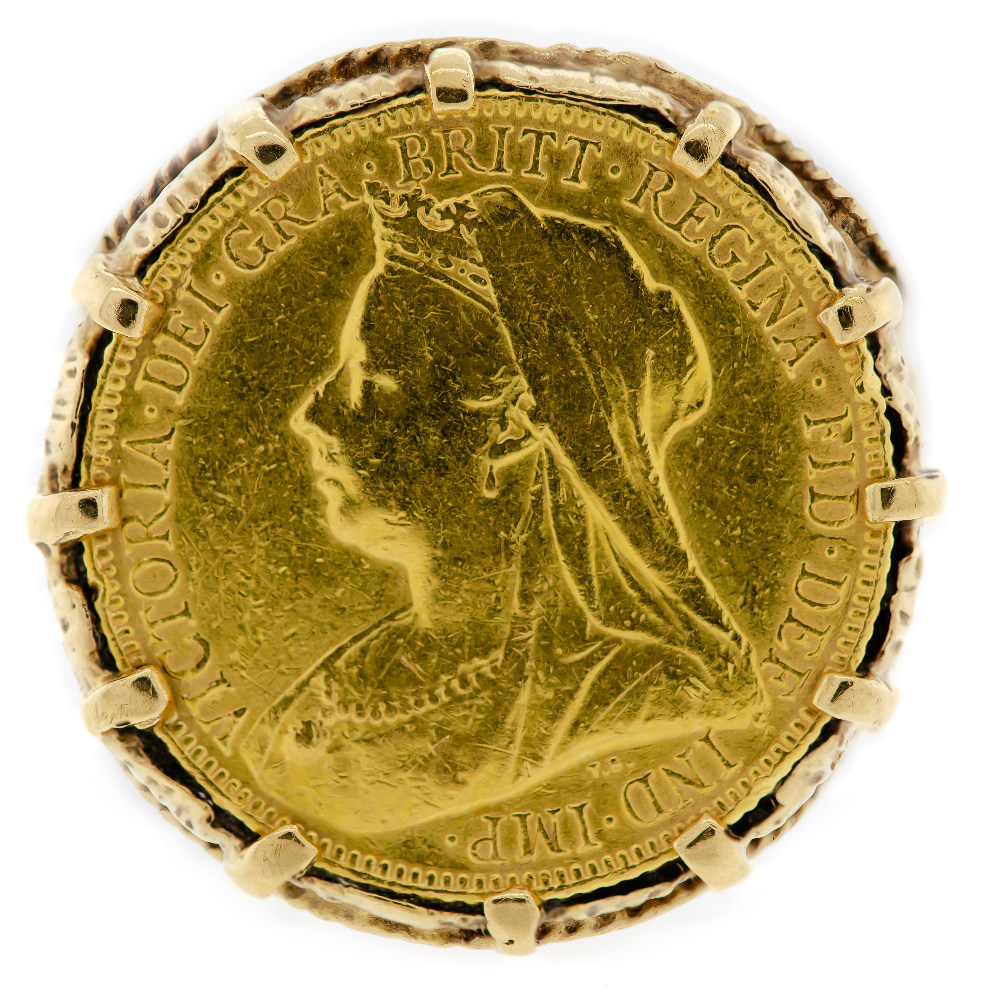 Vintage Sovereign Coin '22 Karat' circa 1900 English Mounted as a Ring ...