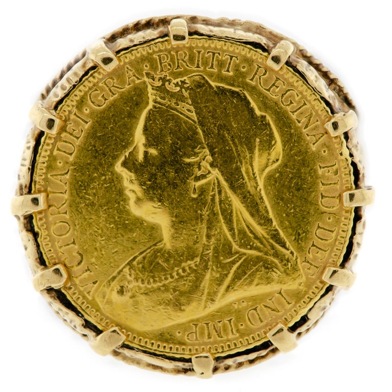 Vintage Sovereign Coin '22 Karat' circa 1900 English Mounted as a Ring ...