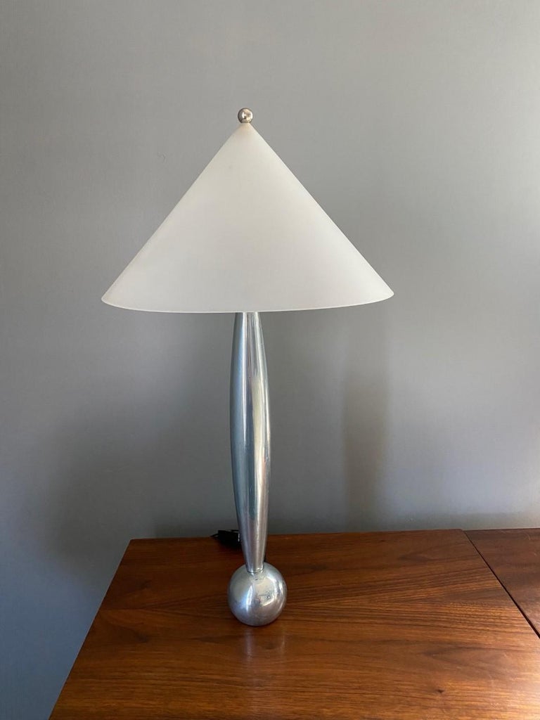 Vintage Space Age Pair of Aluminum Table Lamps, 1970s For Sale at 1stDibs