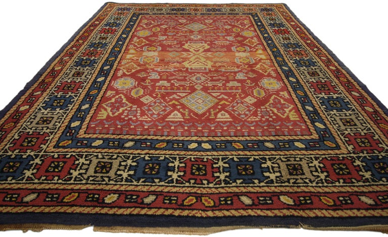 Vintage Spanish Area Rug with Modern Tribal Style For Sale at 1stDibs