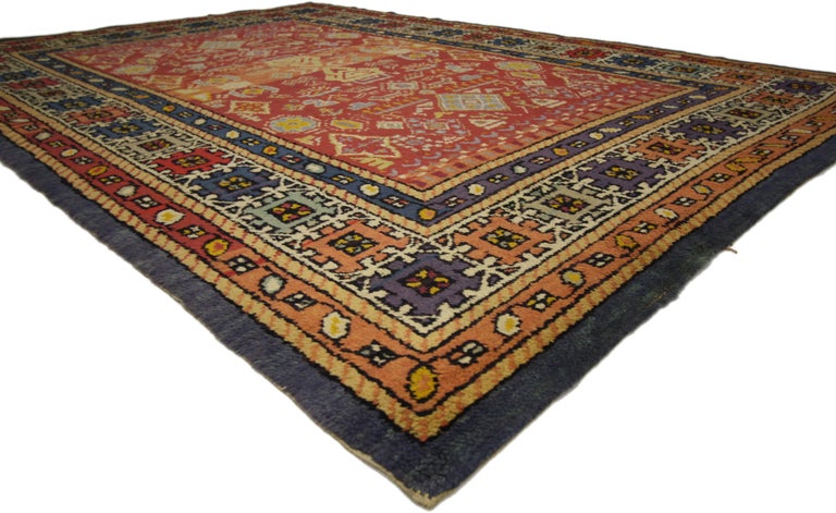 Vintage Spanish Area Rug with Modern Tribal Style For Sale at 1stDibs