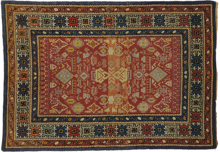 Vintage Spanish Area Rug with Modern Tribal Style For Sale at 1stDibs