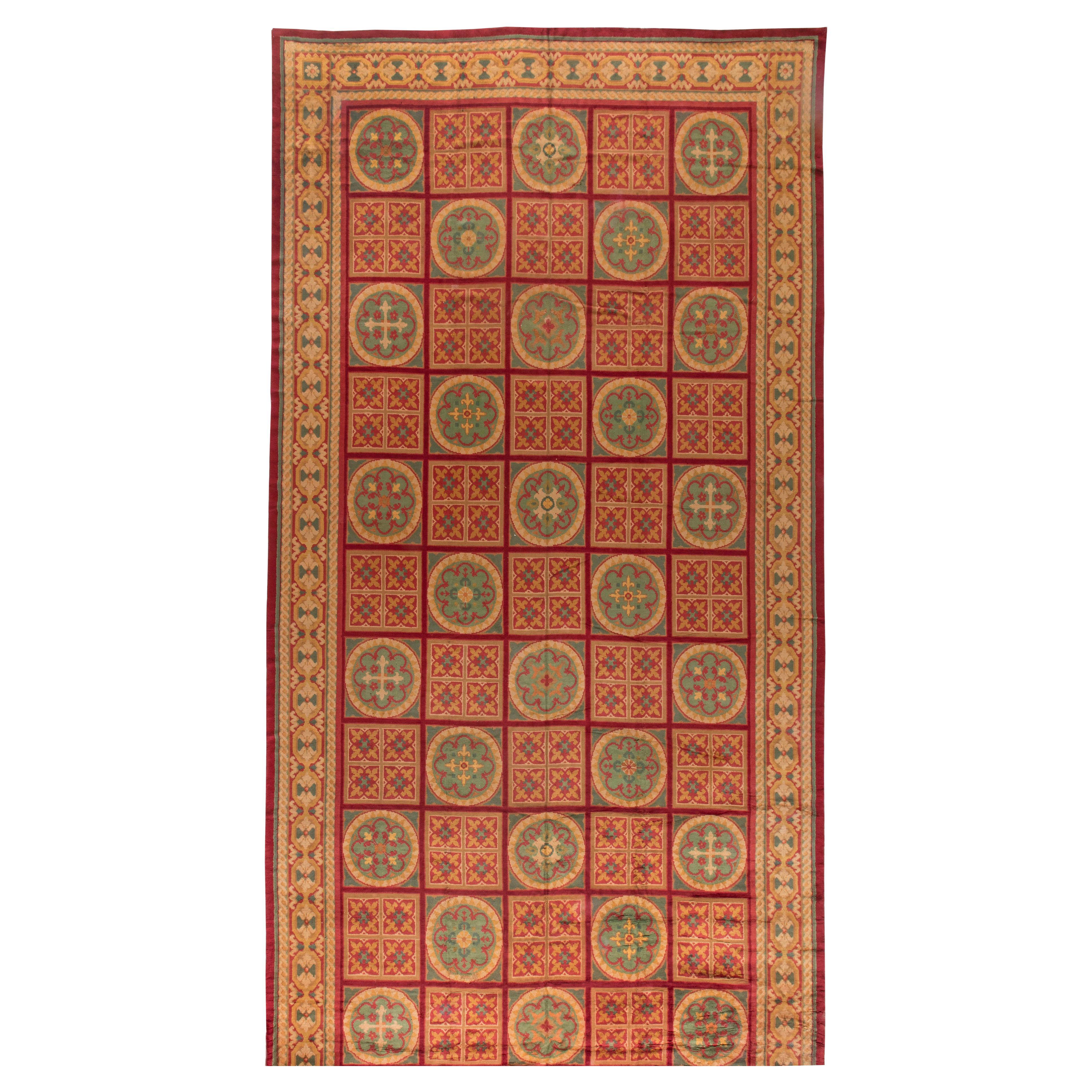 Fine Antique English Axminster Bold Botanic Handmade Wool Rug For Sale ...